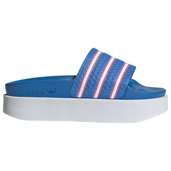 adidas | Shoes | Adidas Adelitte Bonega Slides Platform Sandals Blue ...